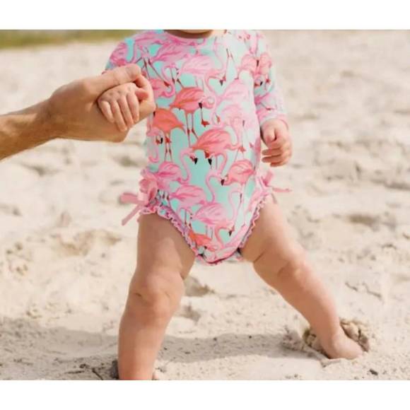 Rufflebutts | Swim | New Rufflebutts Fab Flamingo Long Sleeve One Piece ...